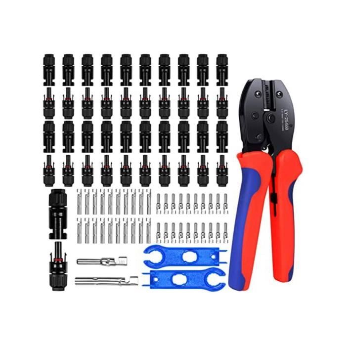 SODIAL-Kit D'Outils de Sertissage de Connecteur de Câble Solaire -4, 20 Paires de Connecteurs de ...