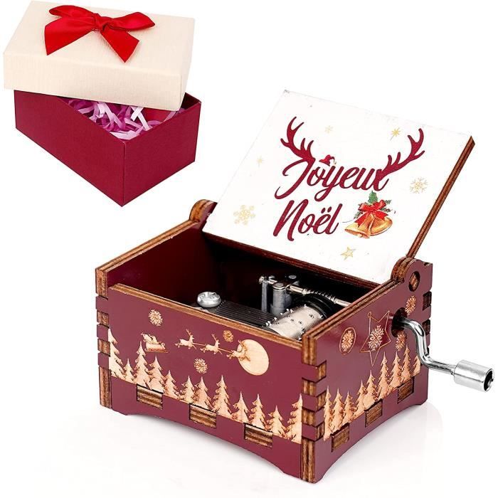 ANPLUS Boîte à Musique de Noël, boîte à Musique eois avec manivelle ...