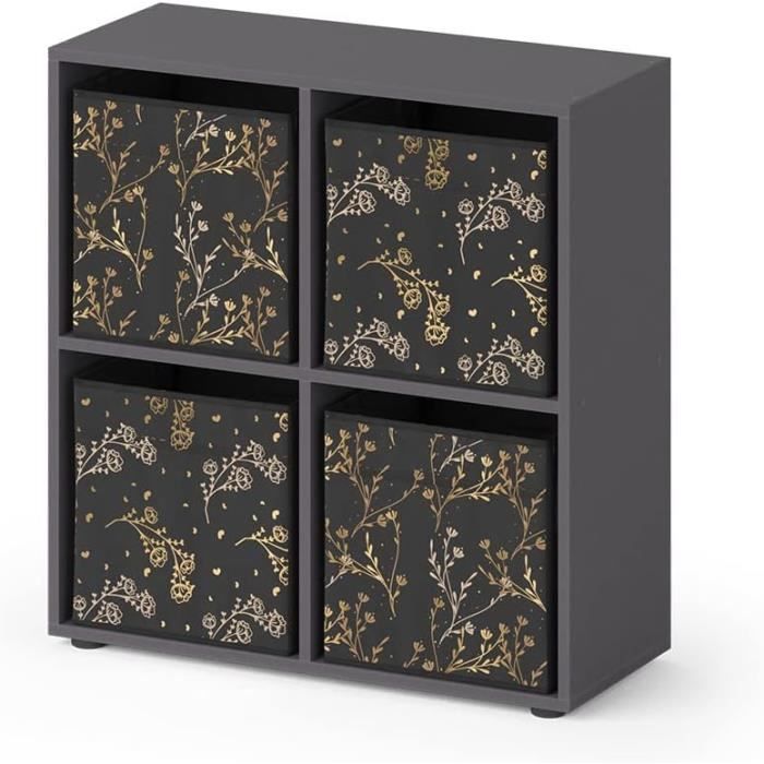 Vicco Meuble de Rangement Cube Tetra, Noir, 72 x 72.6 cm avec 4 Boxes ...