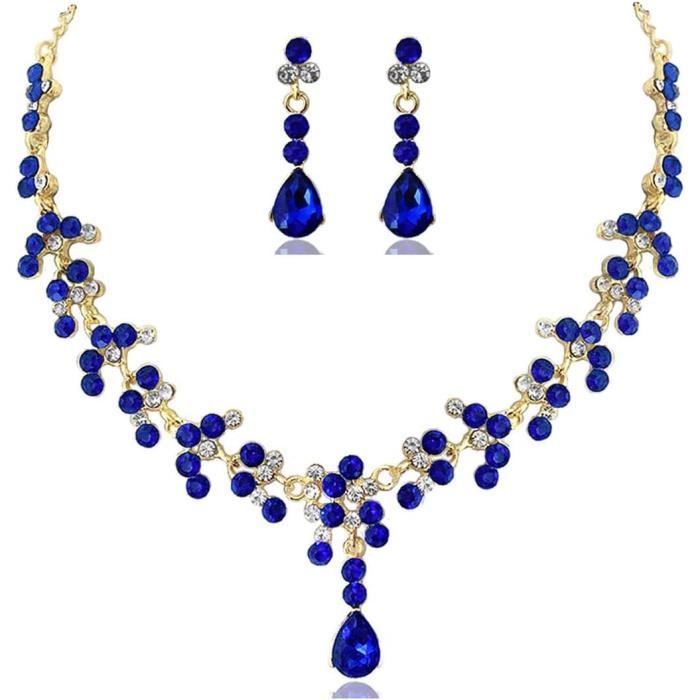 Parure De Mariée Avec Collier Et Boucles D'Oreilles En Strass Et ...