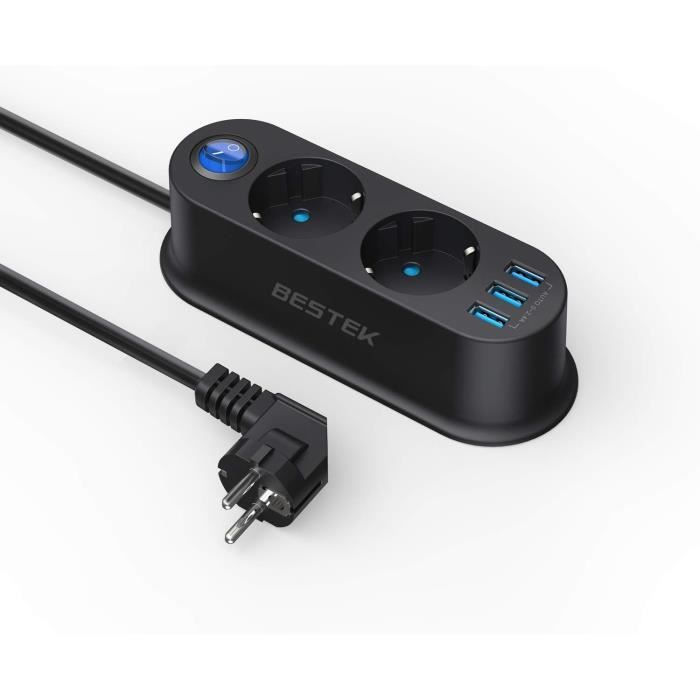 Multiprise 2 Prises Avec 3 Portes Usb Mini Multiprise Électrique 2500W ...