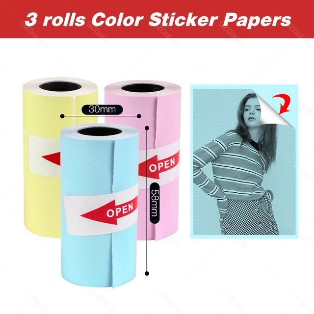 IMPRIMANTE,3 Color Sticker--Rouleau de papier Photo thermique ...