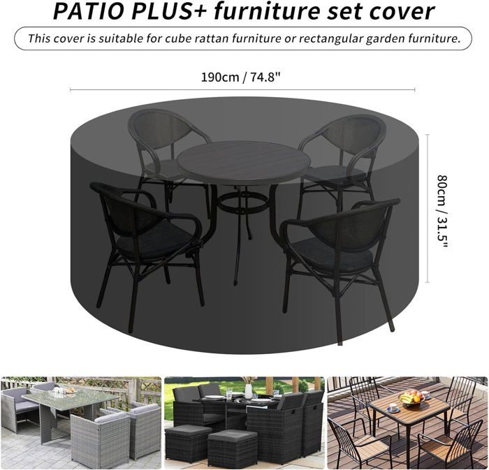 Meubles d'extérieur Couvre Table Ronde Patio Couvre imperméable ...