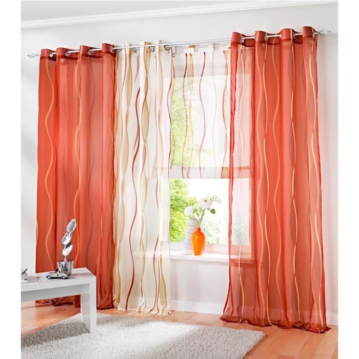 1Pièce Rideau Voilage Photique Lxh-140X145Cm Avec Impression Vague ...