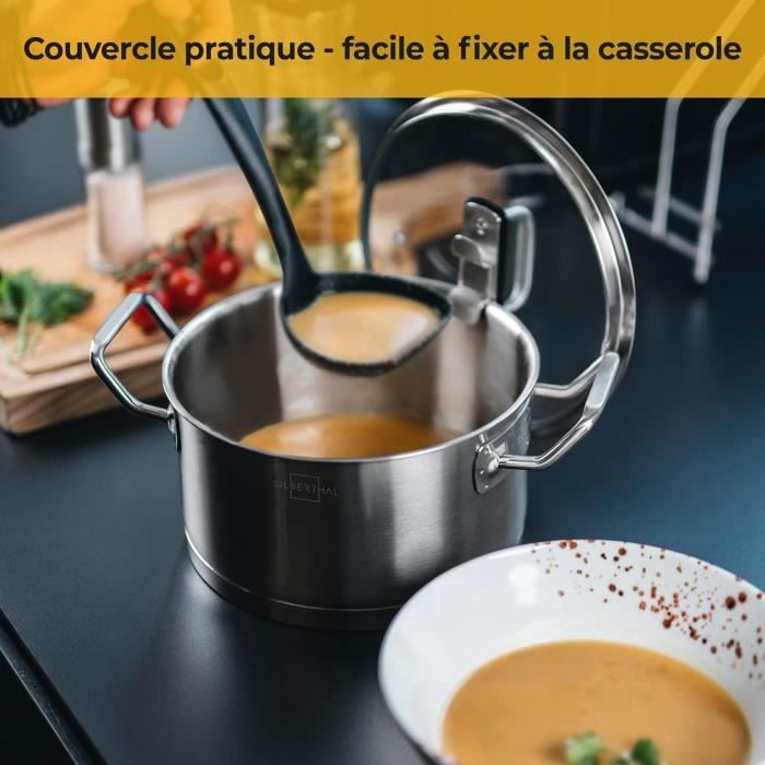 Casserole Inox 3,5 L Ø 20 Cm Avec Couvercle En Verre - Tous Feux Et ...