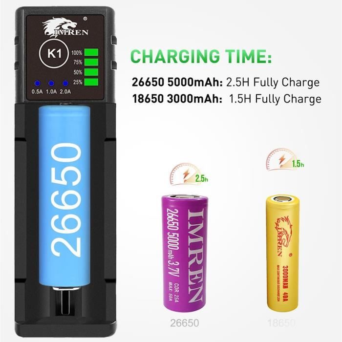 18650 Chargeur De Piles, 2A Rapide Universel Chargeur De Batterie Pour ...
