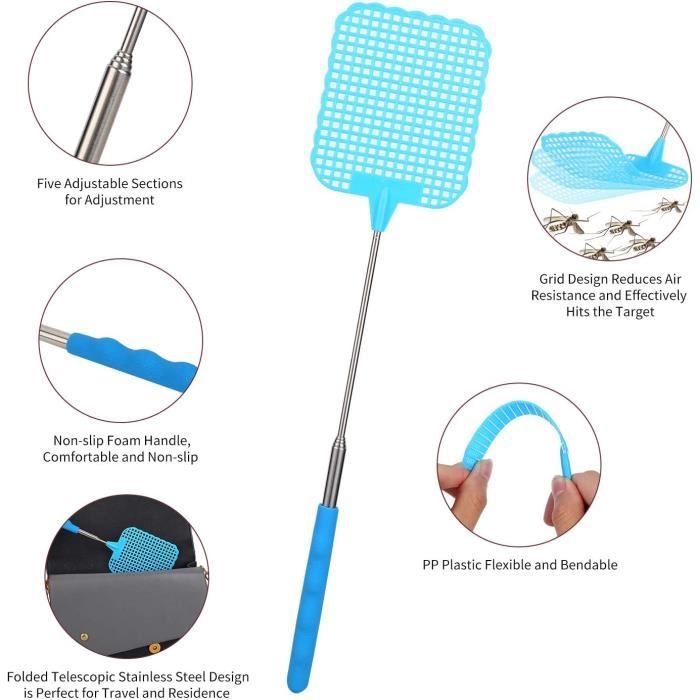 FORMIZON Tapette à Mouches Extensible, Set de 7 Fly Swats Telescopique ...
