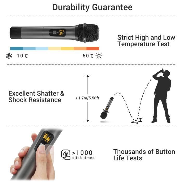 Microphone sans fil - TONOR - UHF Double - Portable - Karaoké - Fête ...