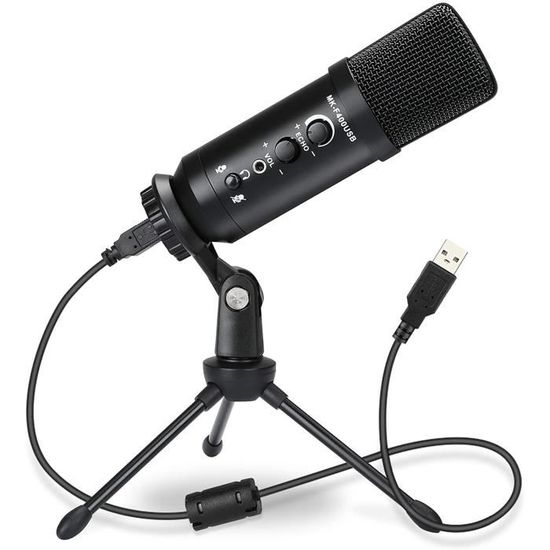 Microphone USB pour ordinateur portable, PC, microphone à condensateur ...