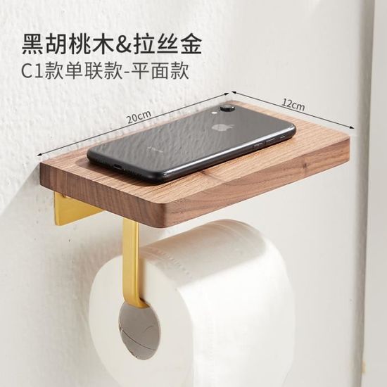 Porte Papier Toilette,Porte-mouchoirs mural en métal et bois,étagère ...