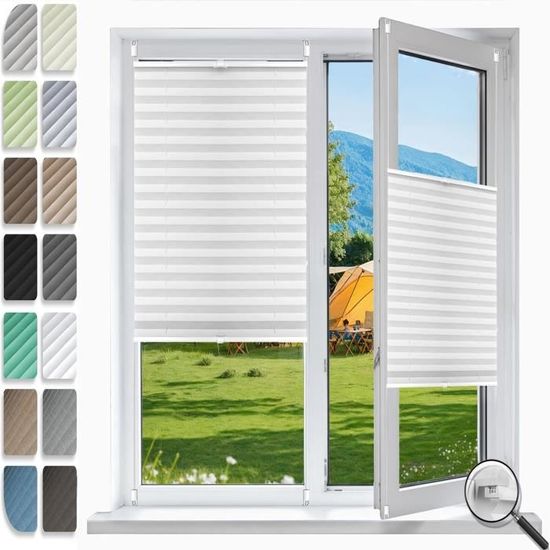 Store Plissé Klemmfix sans Perçage 55 x 80 cm, sans Perçage, Opaques et ...