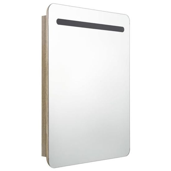 ABB Armoire de salle de bain à miroir LED Chêne 60x11x80 cm - Qqmora ...