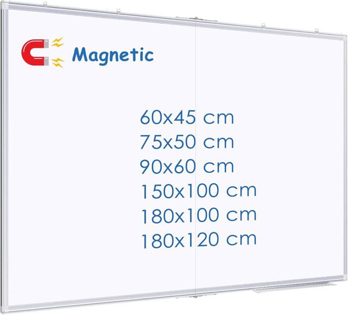 Tableau blanc magnétique pour mur, cadre en aluminium, tableau blanc ...