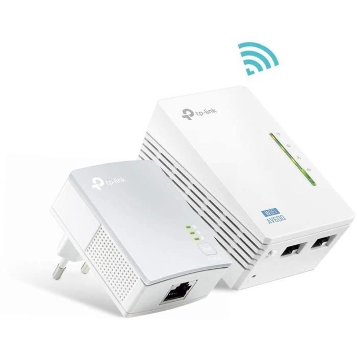 TP-Link CPL 600Mbps + CPL WiFi 300 Mbps avec Ports Ethernet, Prise CPL ...