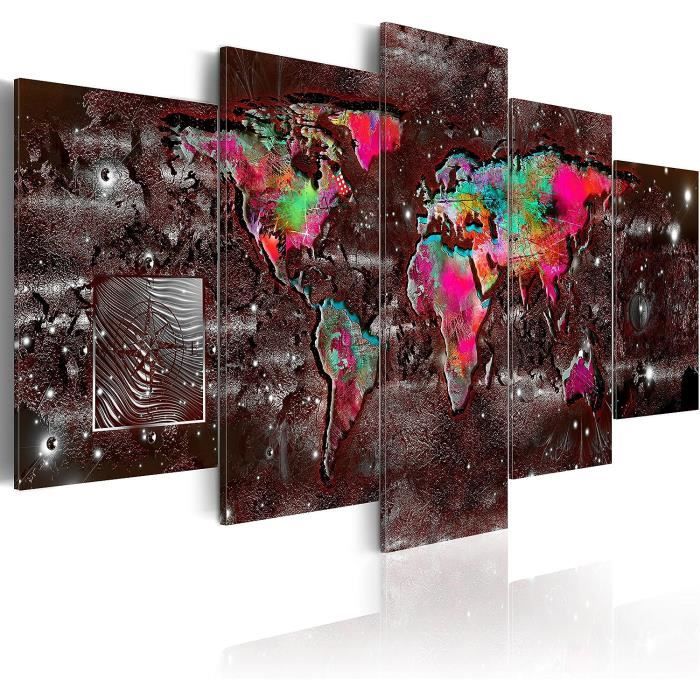 Murando Tableau Acoustique Carte Du Monde 100X50 Cm 5 Pieces Impression ...