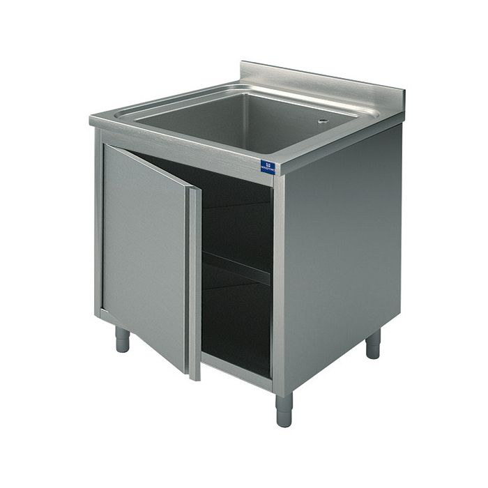 Plonge Inox 1 Bac sur Armoire avec Porte Battante - Gamme 600 - Virtus - l1- L700- P600- h850 ...