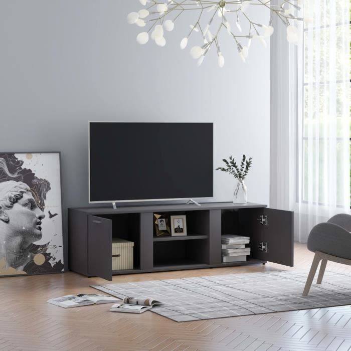 BEST® Meuble TV - Table pour Salon Moderne Gris 120x34x37 cm Aggloméré ...
