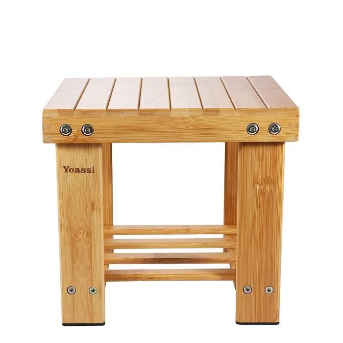 Tabouret Bas en Bamboo Naturel avec Etagère de Rangement pour Enfants ...