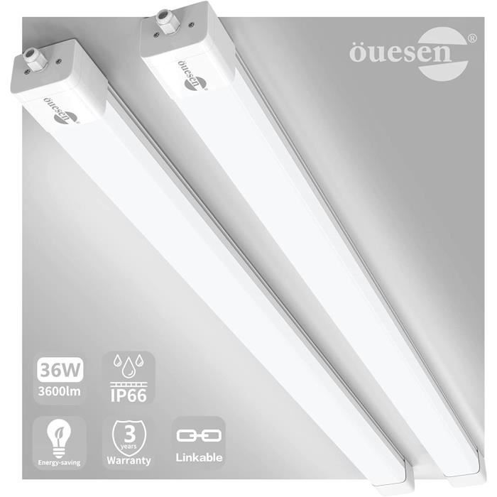 2 x neon led 120cm 36W, IP66 Barre Led Lampe Neon Tube 120, Luminaire ...