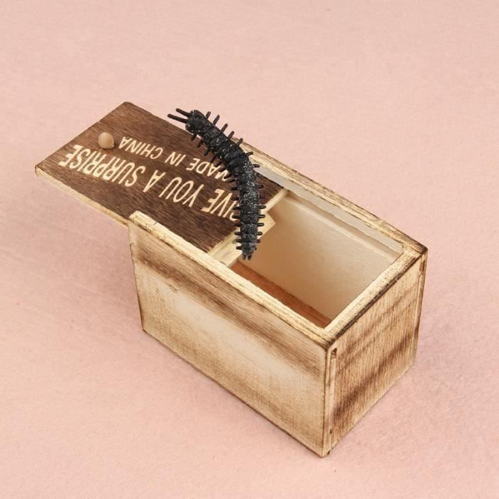 1pc Jouet Farce Attrape Blague Insecte Boîte en Bois Drôle Surprise ...