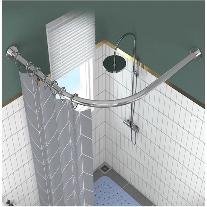 Barre De Douche Acier Inoxydable,Tringle Rideau Douche Angle Sans Percage Barre Extensible ...
