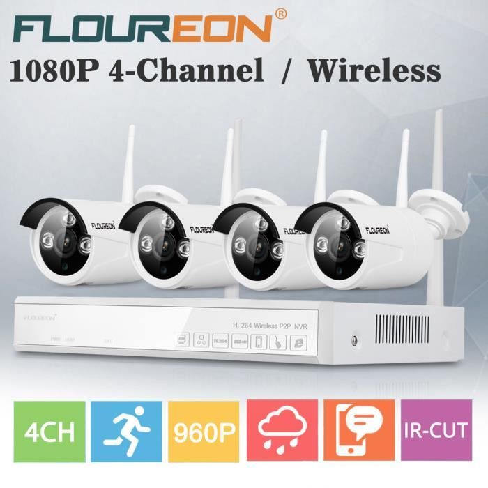 FLOUREON IP CaméRa De SéCurité VidéO Enregistreur NVR SystèMe UE4CH ...