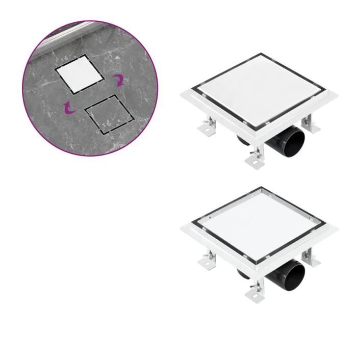 Drain de douche 2 en 1 15x15 cm Acier inoxydable HURRISE - Hauteur ...