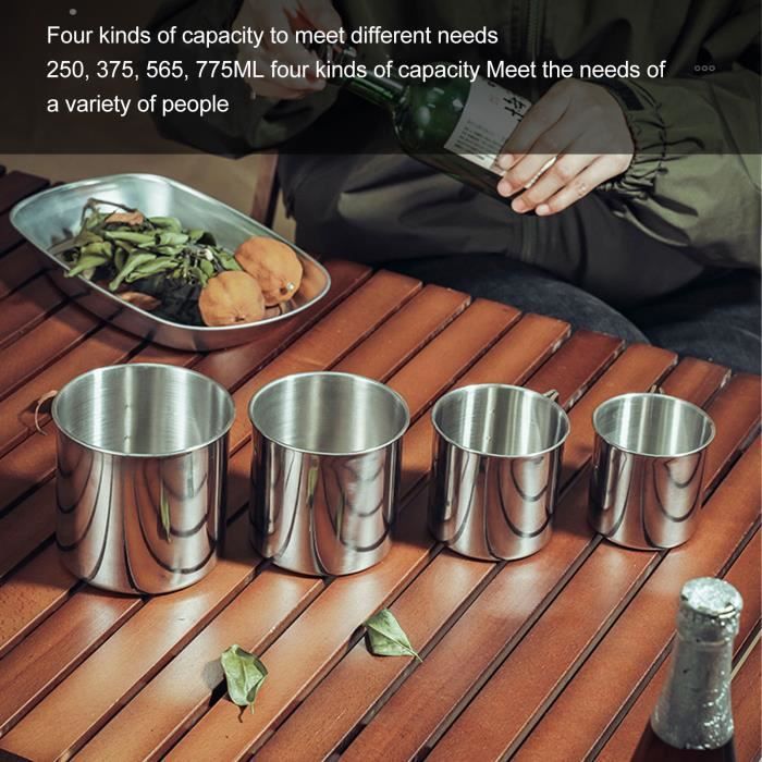YOSOO Tasses de camping en acier inoxydable avec poignée pliante Tasse ...