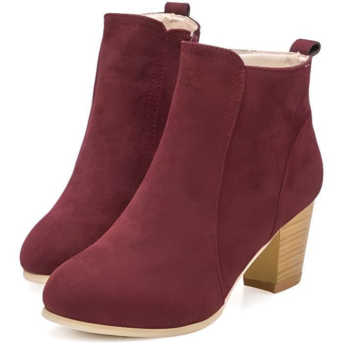 Bottine Femme Automne Hiver Rouge - Lacets - Talon Aiguille - Cuir ...