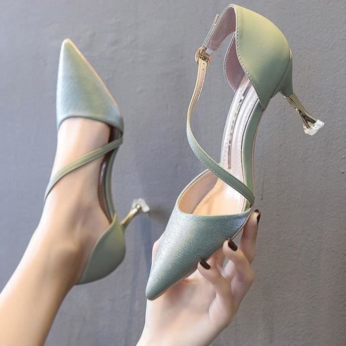 Chaussures à talons hauts et fins en satin pour femmes et filles ...
