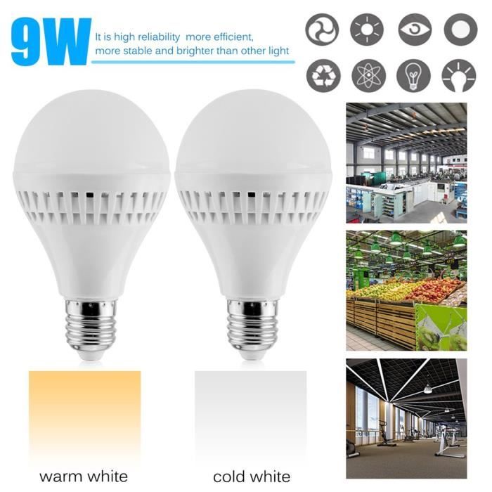 10Pcs Ampoule LED 9w E27 blanc froid 6000K - Cdiscount Maison