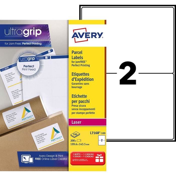 AVERY - (L7168-100) - Boite de 200 étiquettes d'expédition ...