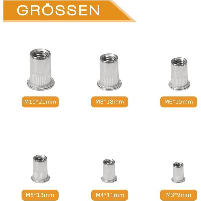 Écrou A Sertir 200 Pièces Set M3 M4 M5 M6 M8 M10 Plate Ecrou Aveugle ...