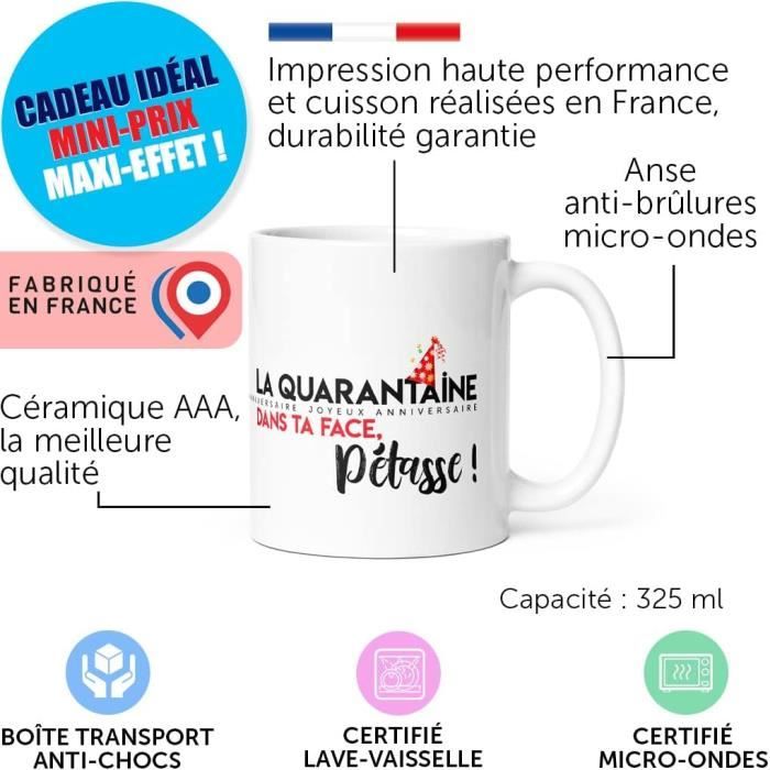 Mug Anniversaire Quarantaine 40 Ans Femme Humour Tasse Message Drôle ...