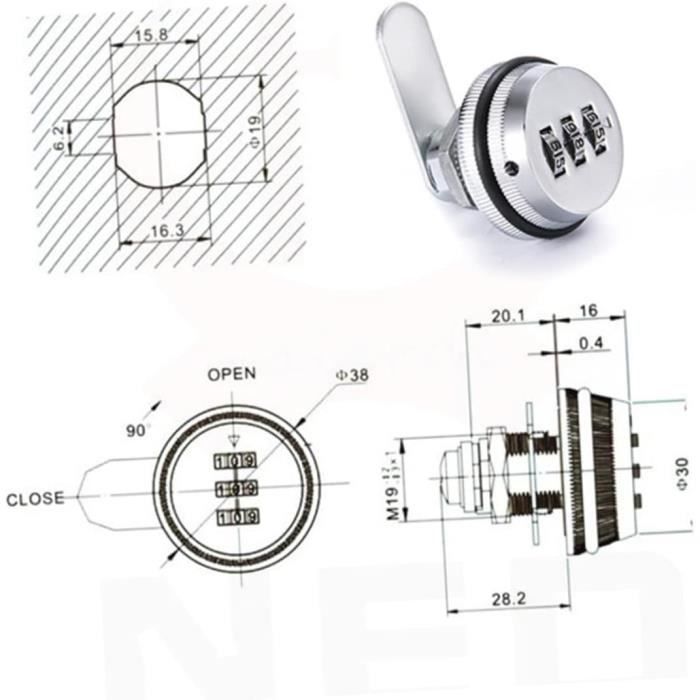 3 Pièces Le Mot De Passe Serrure À Came De Serrure De Boîte Aux Lettres Caméra D'Armoire De ...