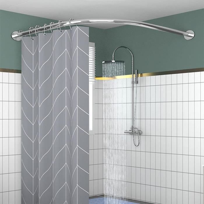 Barre De Douche Acier Inoxydable,Tringle Rideau Douche Angle Sans ...