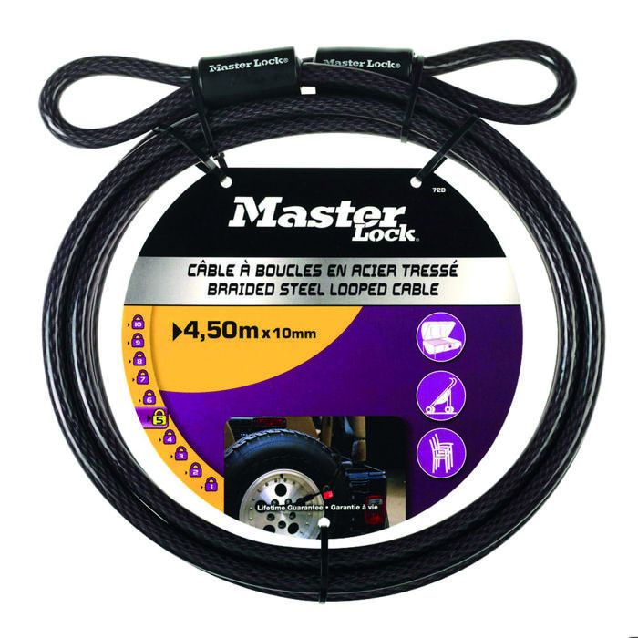 Câble de sécurité - Master Lock - 72EURD - Acier tressé - PVC - 4.50 m ...