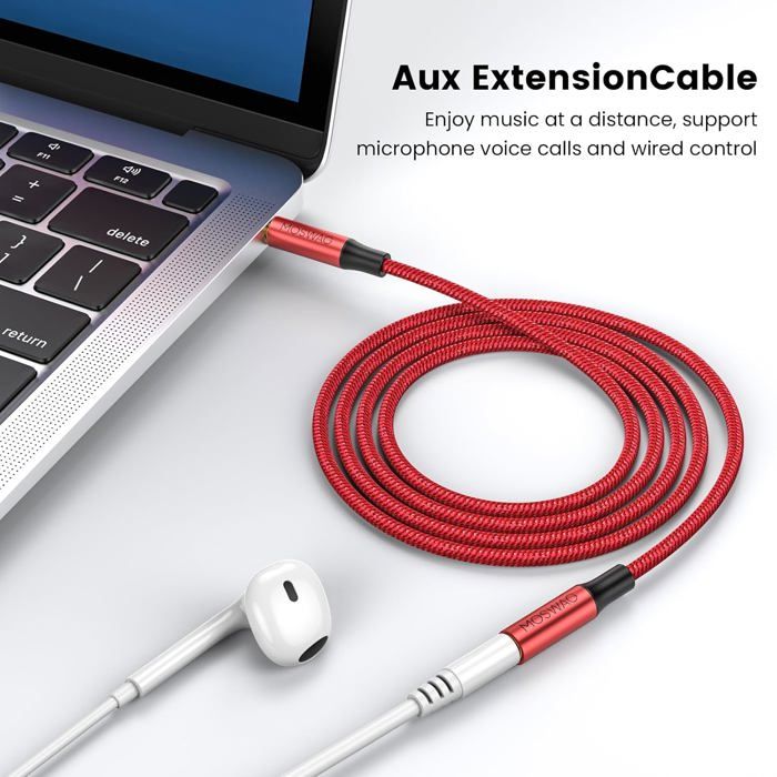 Rallonge Jack Audio 3.5 mm 4 Pôles pour Casque Micro, Nylon Tressé Jack ...