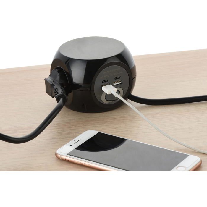 Mini Cube avec 4 Ports USB 3.4A (2 type A + 2 type C),Bloc 3 Prises ...