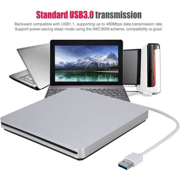 Lecteur de CD-DVD externe,transmission de données haute vitesse USB 3.0 ...