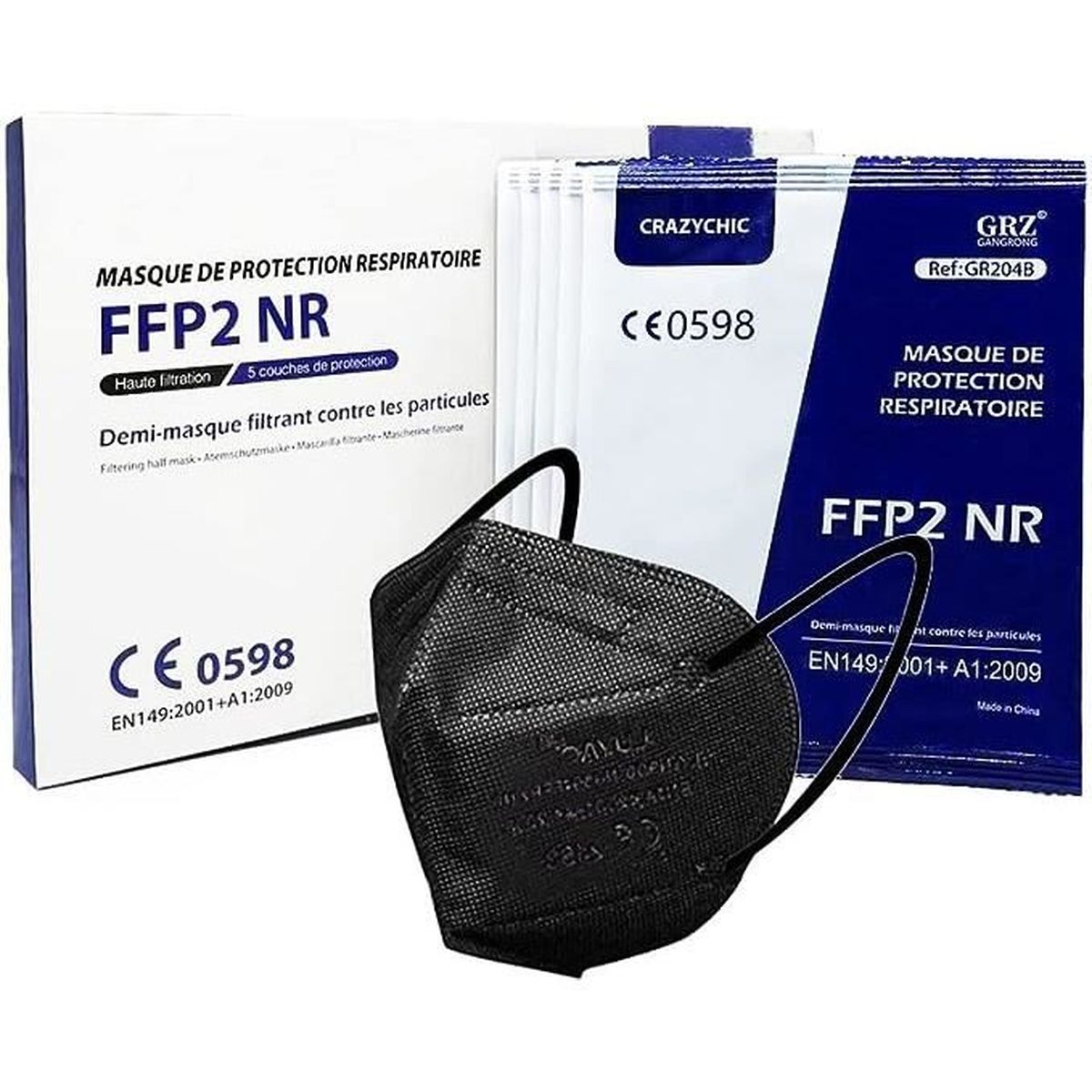 CRAZYCHIC - x100 Masques FFP2 NR Certifié Norme CE EN149 - Protection Respiratoire - Haute ...