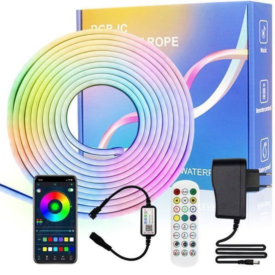 Neon Ruban LED 3m, CALDION Bande LED avec Contrôle WiFi APP, Compatible avec Alexa, pour Chambre ...