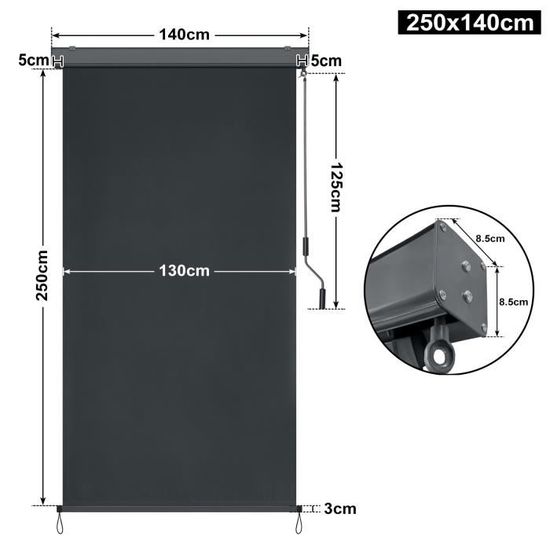 HENGMEI Store Enrouleur Occultant Vertical Balcon Auvent Aluminium ...