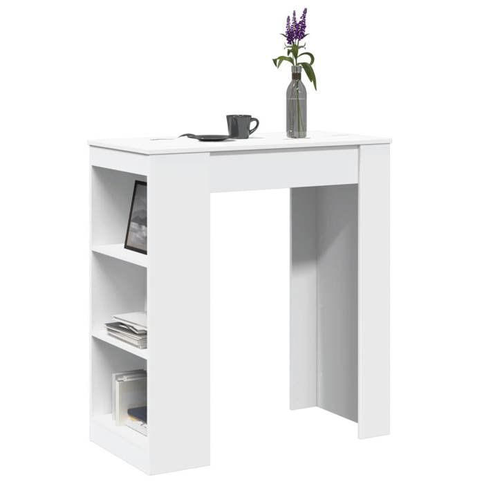 VidaXL Table de bar avec étagères blanc bois d'ingénierie 854382 ...