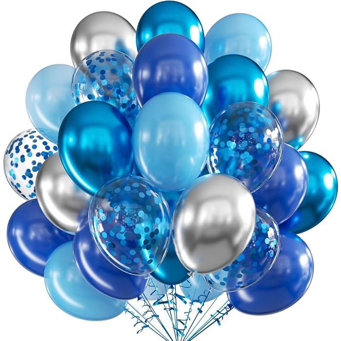 Ballons Bleu Set, Ballons Anniversaire, 60 Pices 12 pouces ...