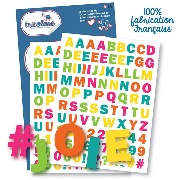 Gommettes - Lettres de l'alphabet - Nombres - Assortiment de couleur ...