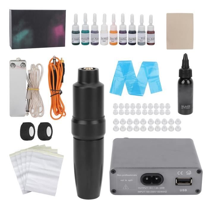 Black Chasing LED Tattoo Alimentation Rotative Tattoo Pen Set ...