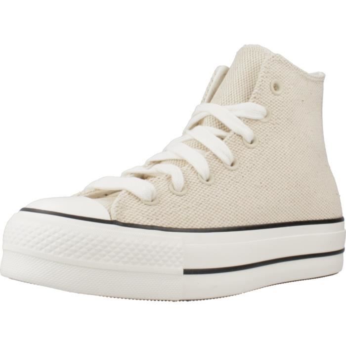 Baskets Converse Chuck Taylor All Lift en toile et cuir - Beige ...
