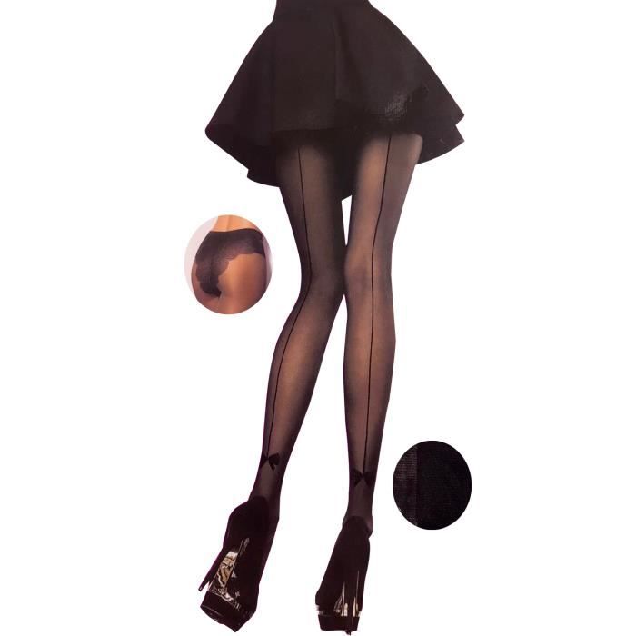 Lingerie Sexy Collants Couture Noire Avec Noeud Taille Unique 40d