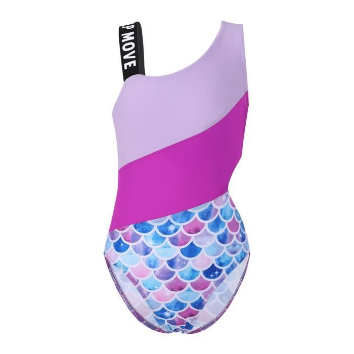 YONGHS-FR Enfant Fille Maillot de Bain 1 Pièce Bretelle Asymétrique ...